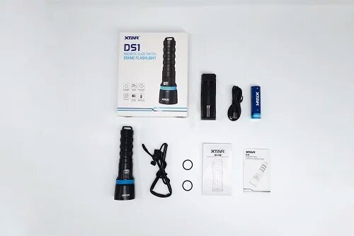 XTAR DS1 Водонепроницаемый фонарик для дайвинга 1000 люмен Темно-синий, DS1 KIT SET