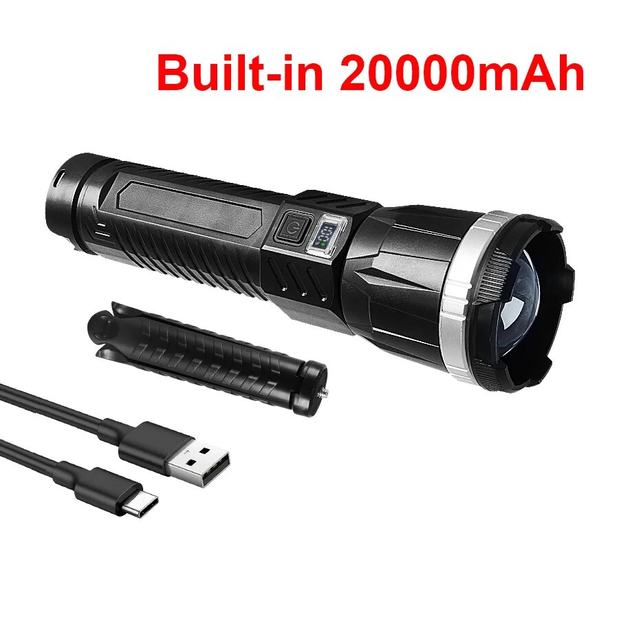 Сверхмощный фонарик 96000000LM, перезаряжаемый, для кемпинга with Tripod