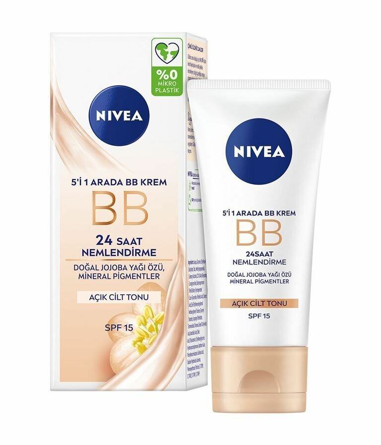 Nivea Essentials Bb Cream Spf15,24-часовое увлажнение, сияние светлый тон дневной крем для ухода за лицом 50 мл