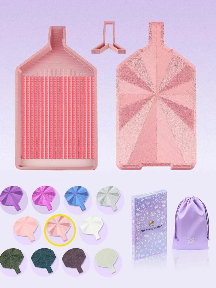 Шелковистый лоток для алмазной мозаики 5D с крышкой, органайзер для страз, аксессуары и инструменты для алмазной вышивки, лоток с крышкой с призматическим блеском, для бусин, цвет Silky Rose/3