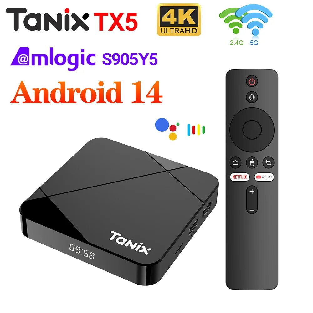 Tanix TX5 ТВ-бокс Android 14, 2/16 ГБ, черный
