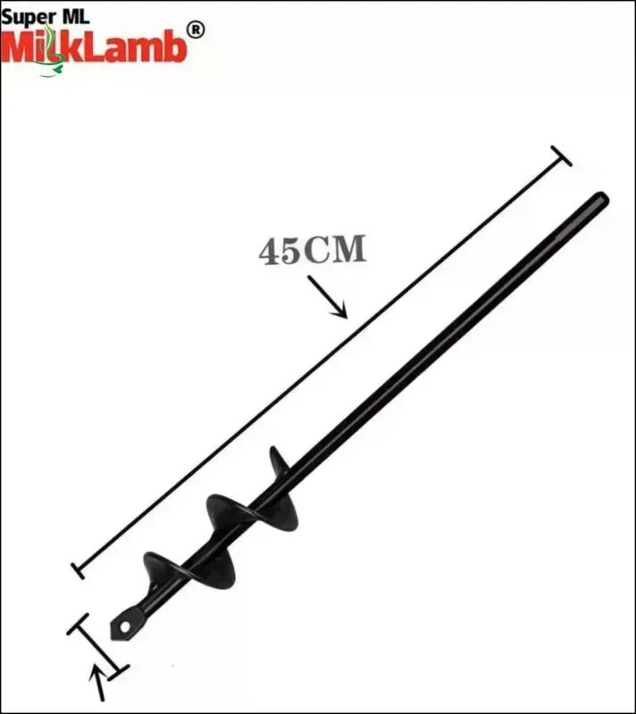 Бур садовый ручной MilkLamb для сада и огорода, 45 см, высокоуглеродистая сталь, черный