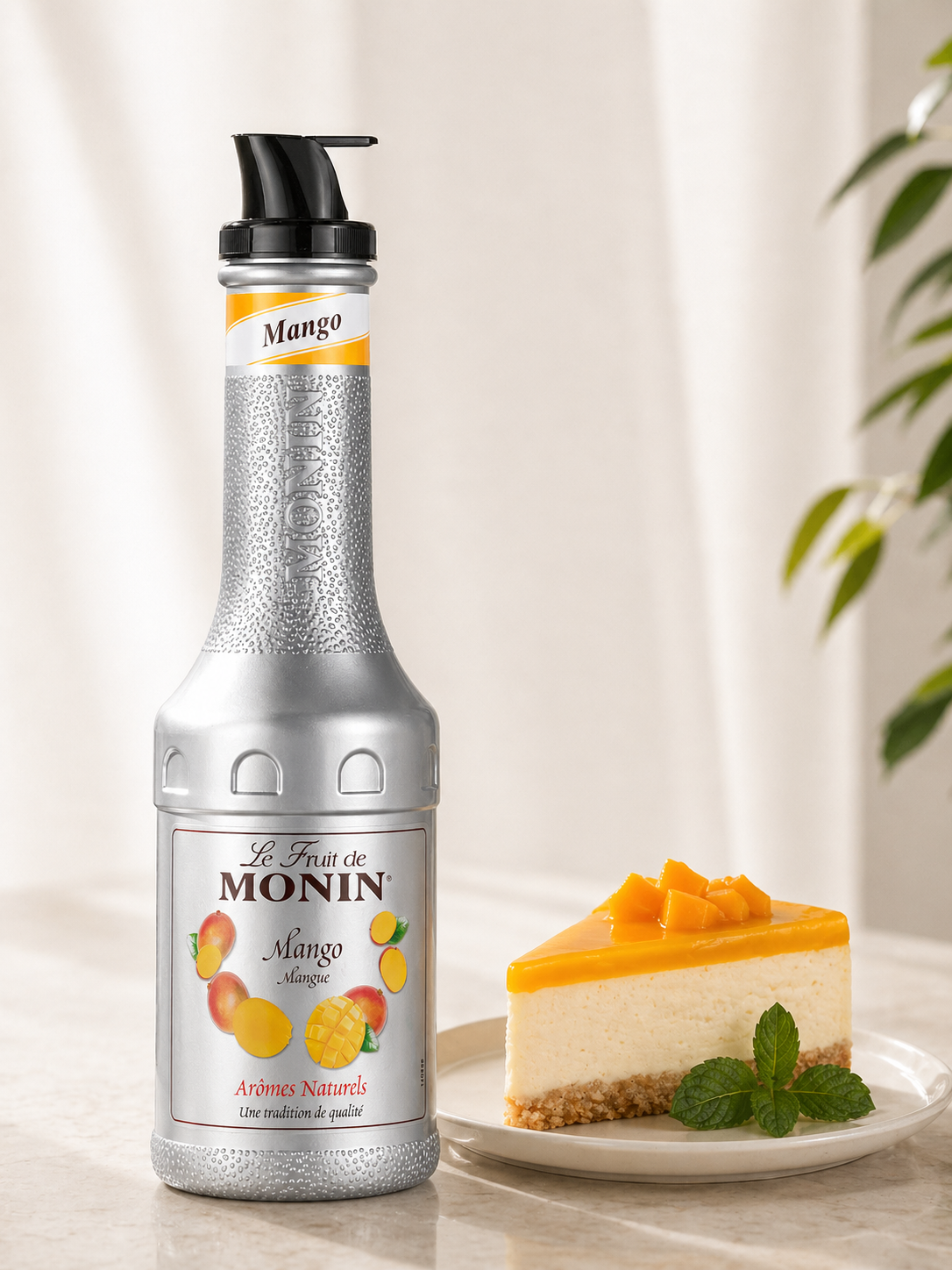 Основа (пюре) для напитков Monin Mango, для коктейлей, фруктовая, манго, 1 литр