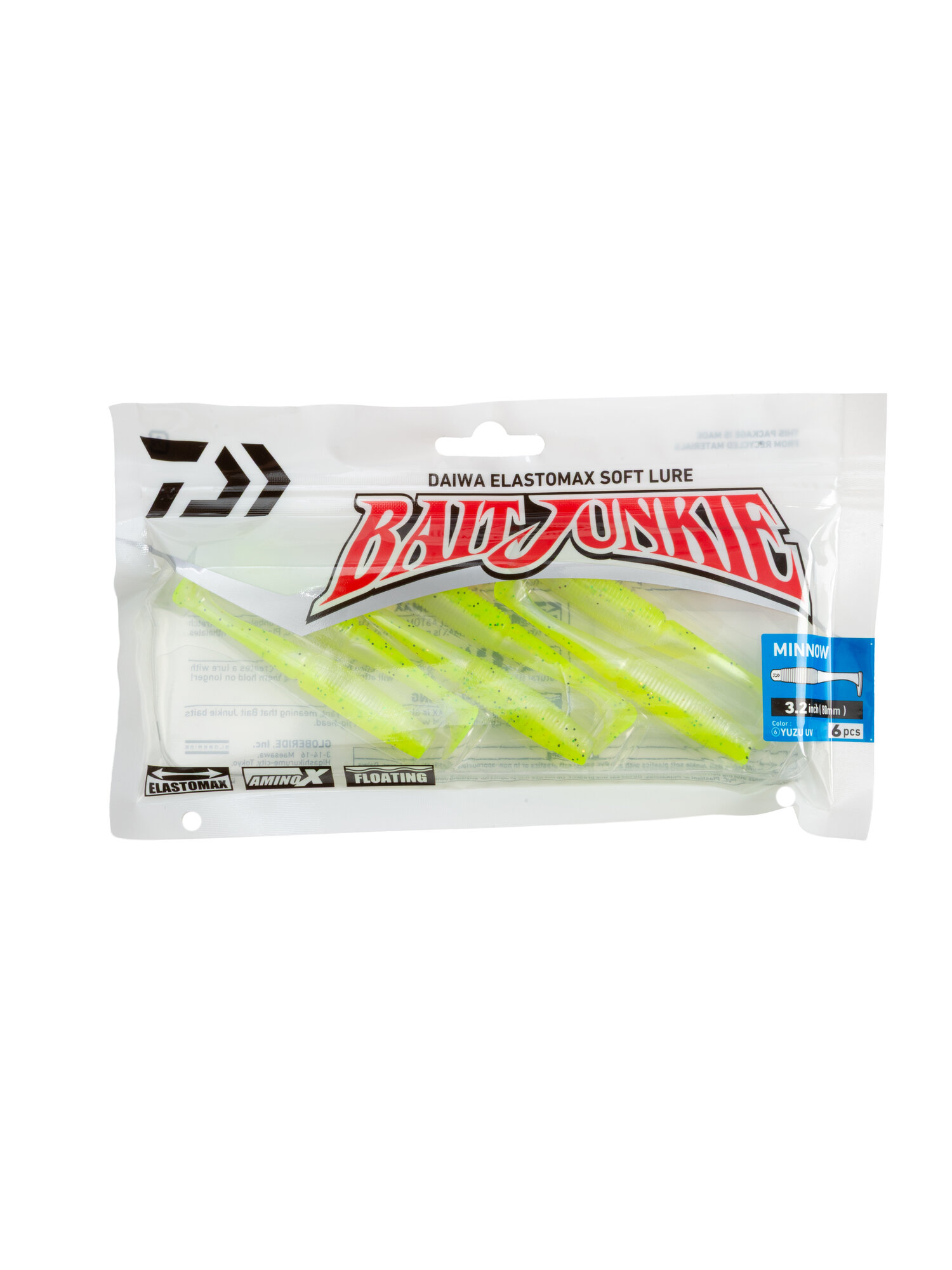 Силиконовая приманка Daiwa Bait Junkie 3.2 Minnow YUZU UV (уп. 6 шт)
