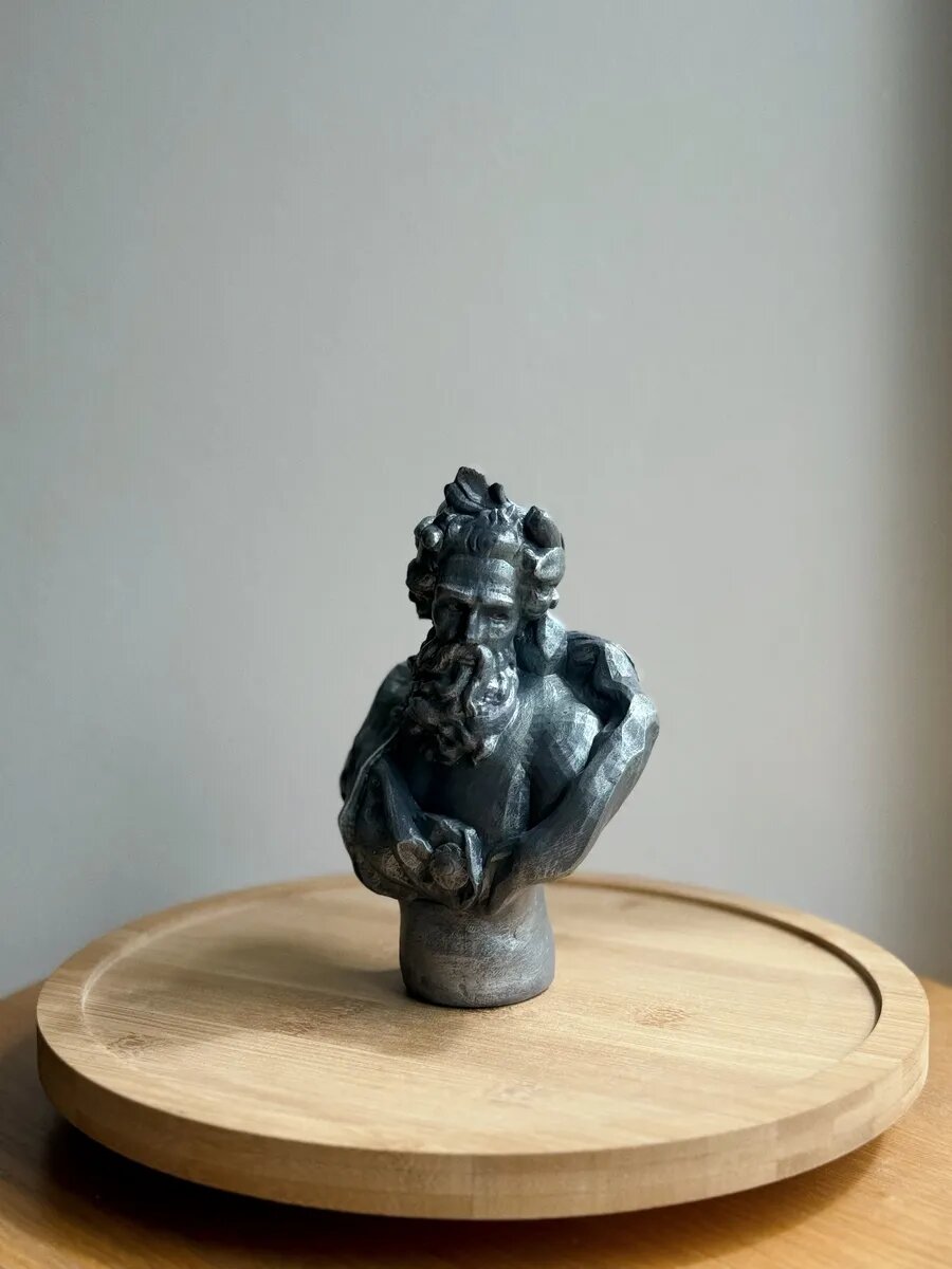 Статуэтка Нептун, 15 см, из гипса, ручная работа, в цвете, бюст — фото 1