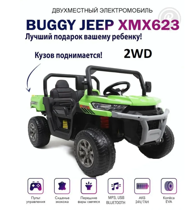 Электромобиль "багги", задний привод 2WD, 2 места, пульт ДУ, 24В