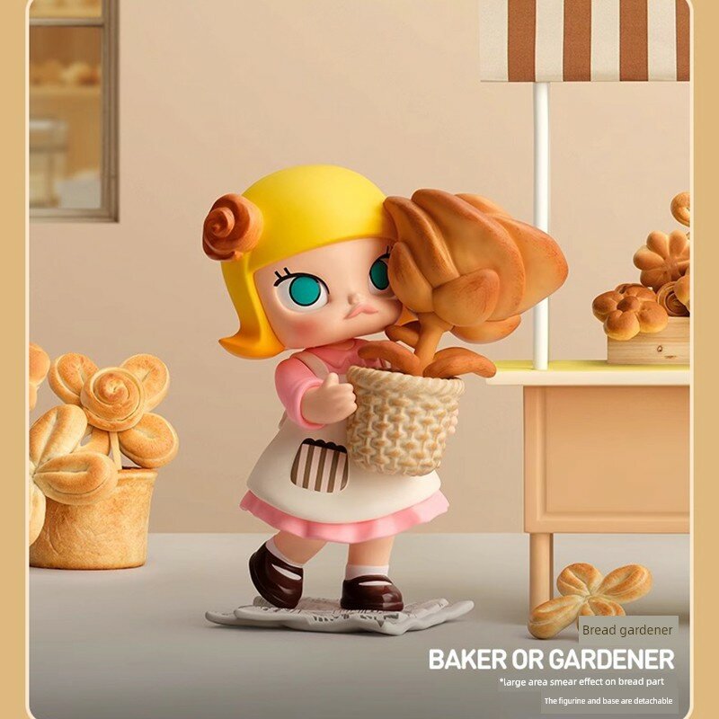 POP MART MOLLY Bread Head Series Фигурка Пекарь Хлеба, коллекционная игрушка, официальный оригинал