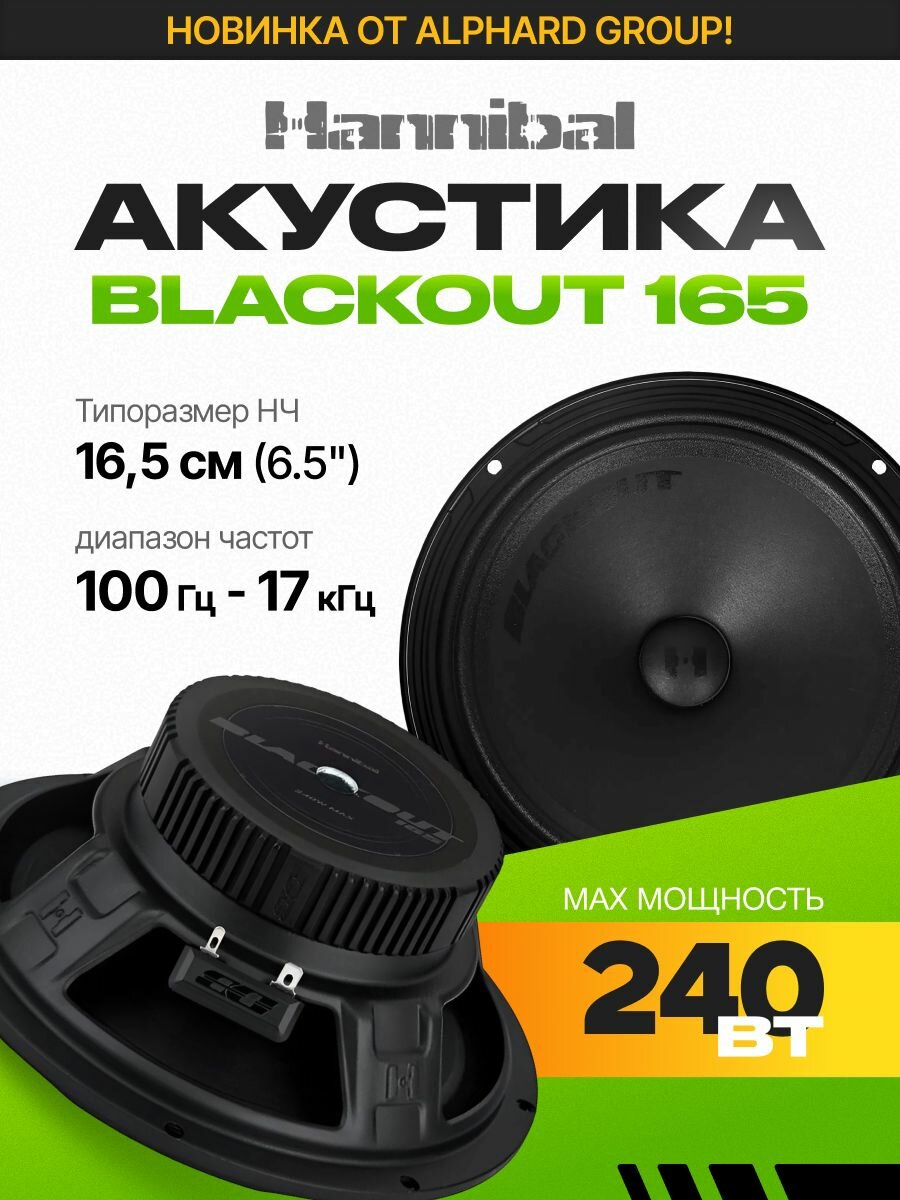Колонки в машину ALPHARD Hannibal Blackout 165 / 16,5 см