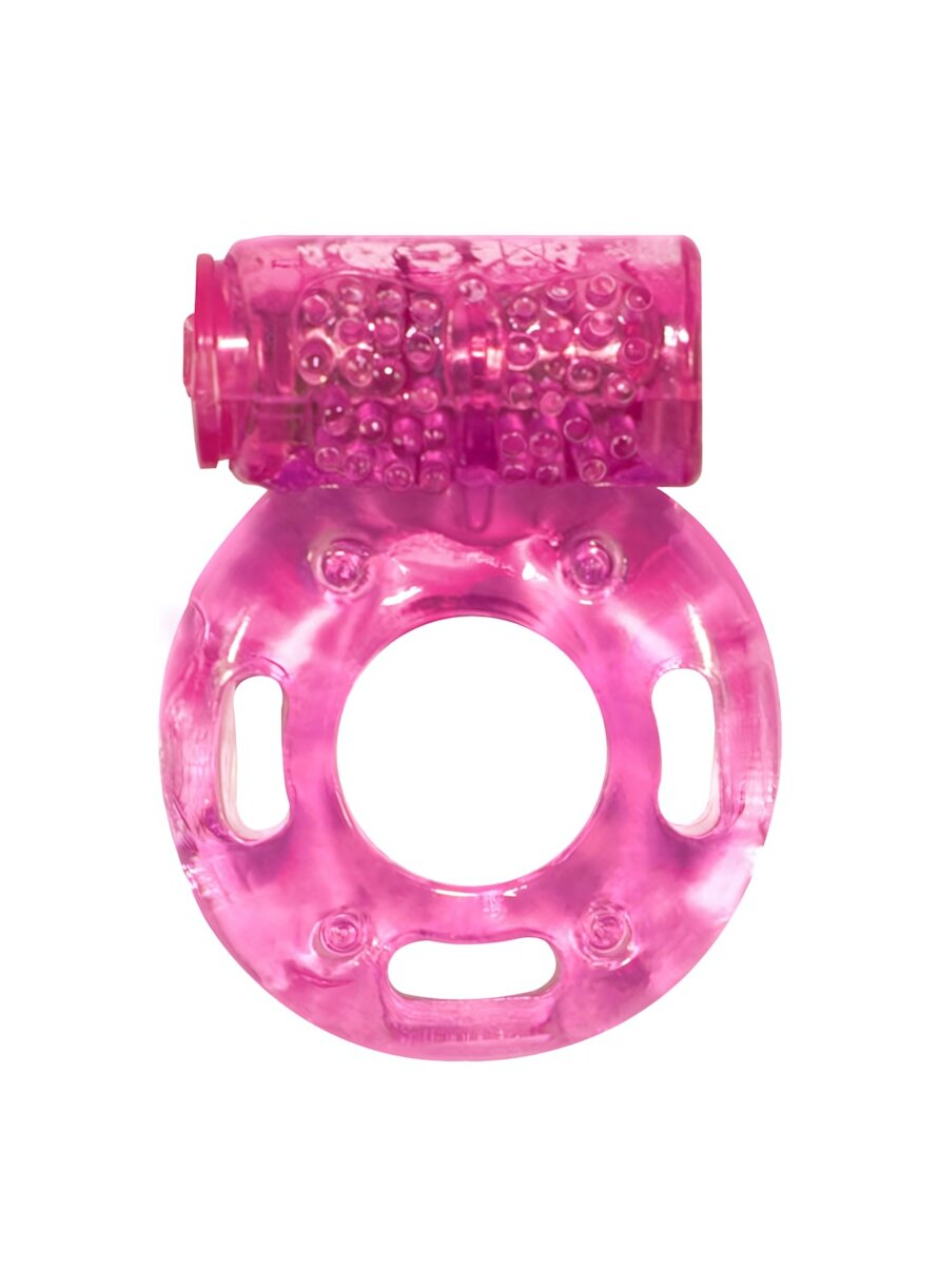 Эрекционное кольцо с вибрацией Lola Games "Rings Axle-pin", розовое, TPR