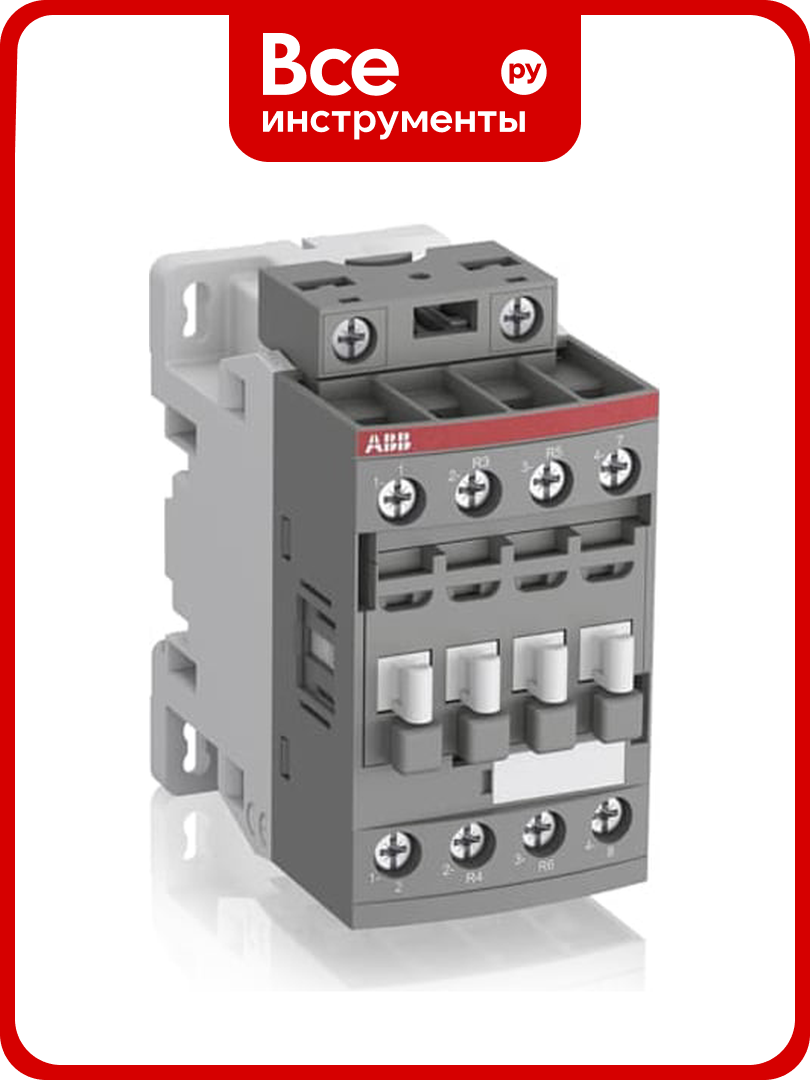 Контактор ABB AF09-30-01-13 с катушкой управления AC/DC четырёхполюсный силовой пластиковый корпус IP20, монтаж на плату
