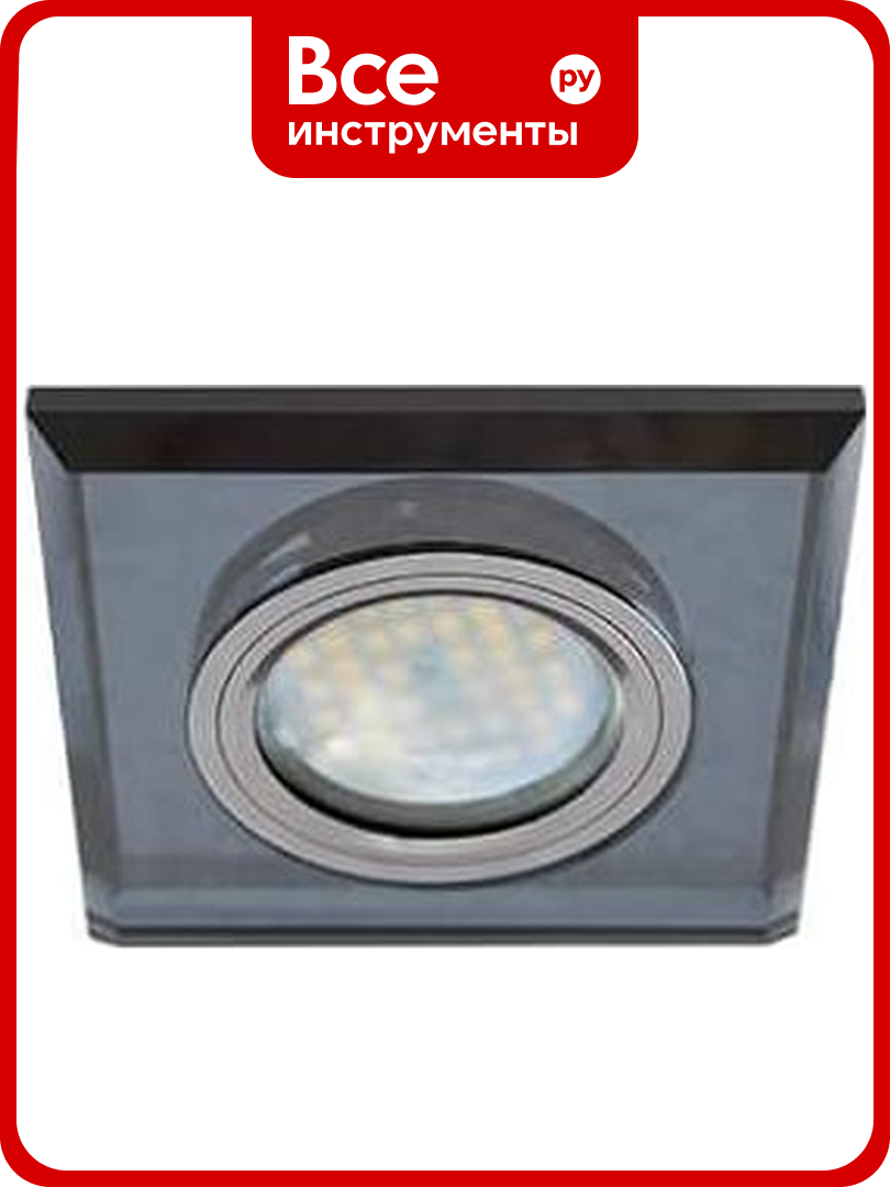 Светильник Ecola MR16 DL1651 GU5.3 Glass стекло, квадрат скошенный край, черный - черный хром
