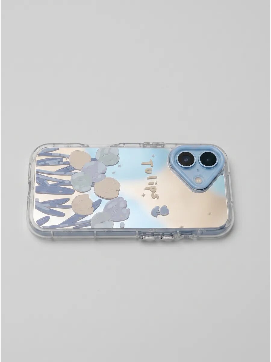 Чехол для iPhone 17 "Защитный", силиконовый, противоударный, голубой, зеркальный — фото 1