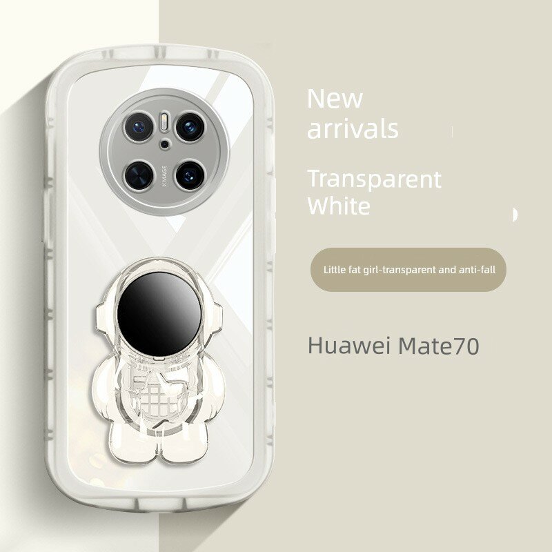 Смартфон-чехол для Huawei Mate 60 Pro прозрачно-белый с астронавт-подставкой