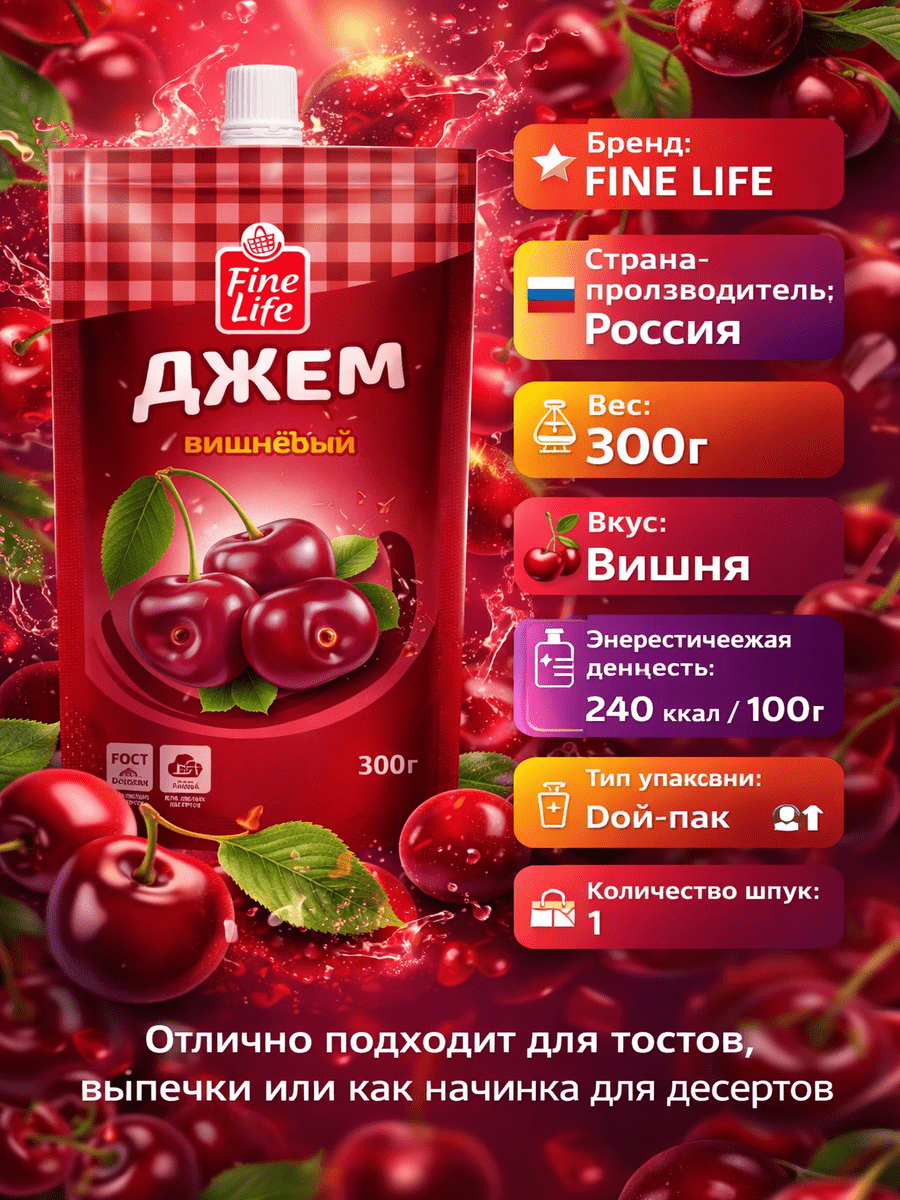 Fine Life Джем вишневый, 300г
