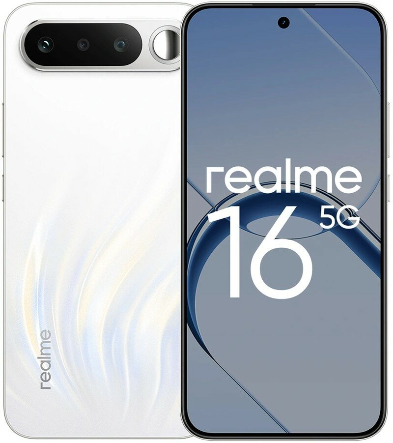 6.57" Смартфон REALME 16 5G 8/256Gb, RMX5171, NFC, AMOLED, 120Гц, 7000мAч, белый