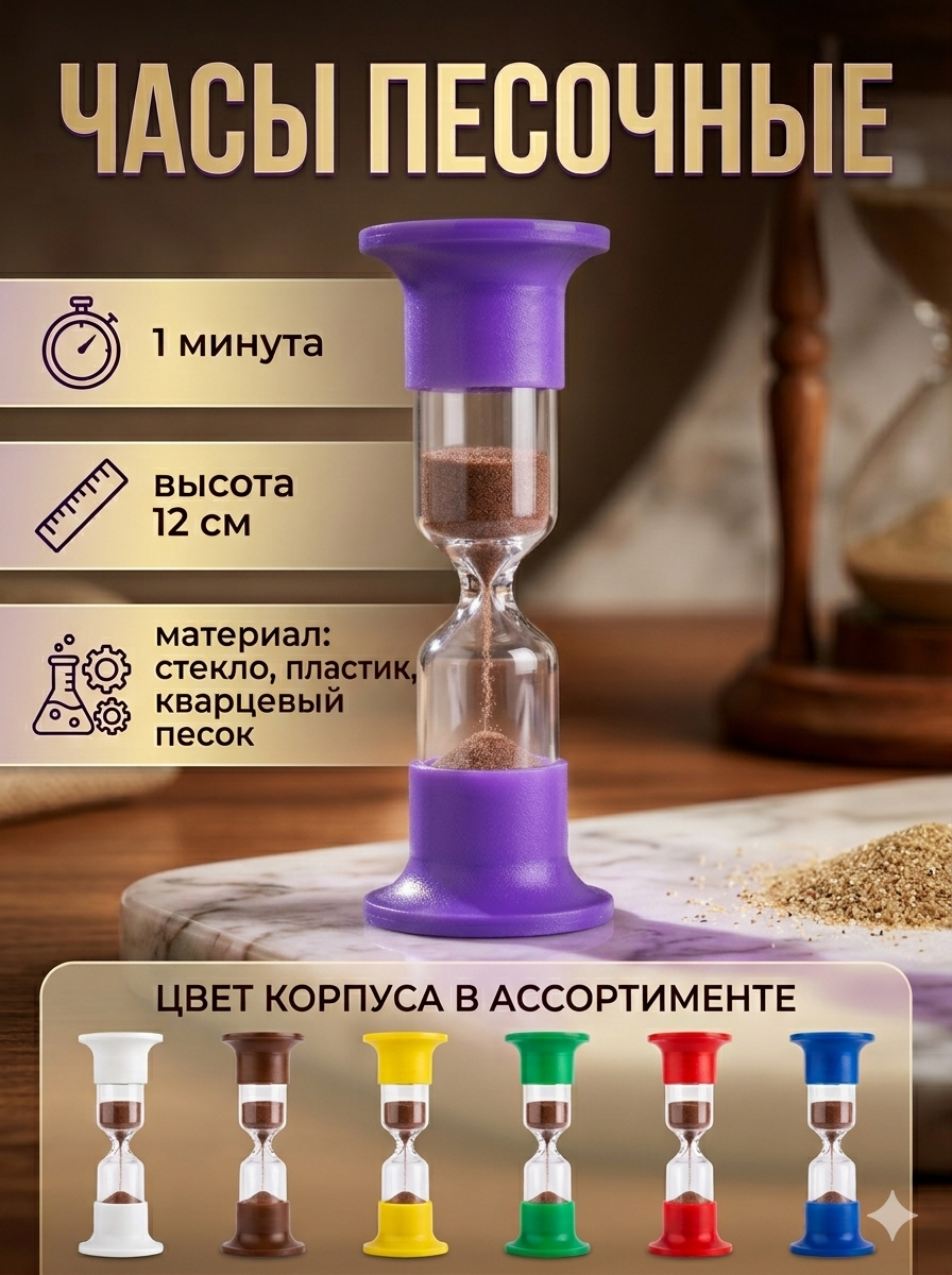 Песочные часы ЧПН-1 (Р), цветной корпус, пластиковые, для точного измерения времени