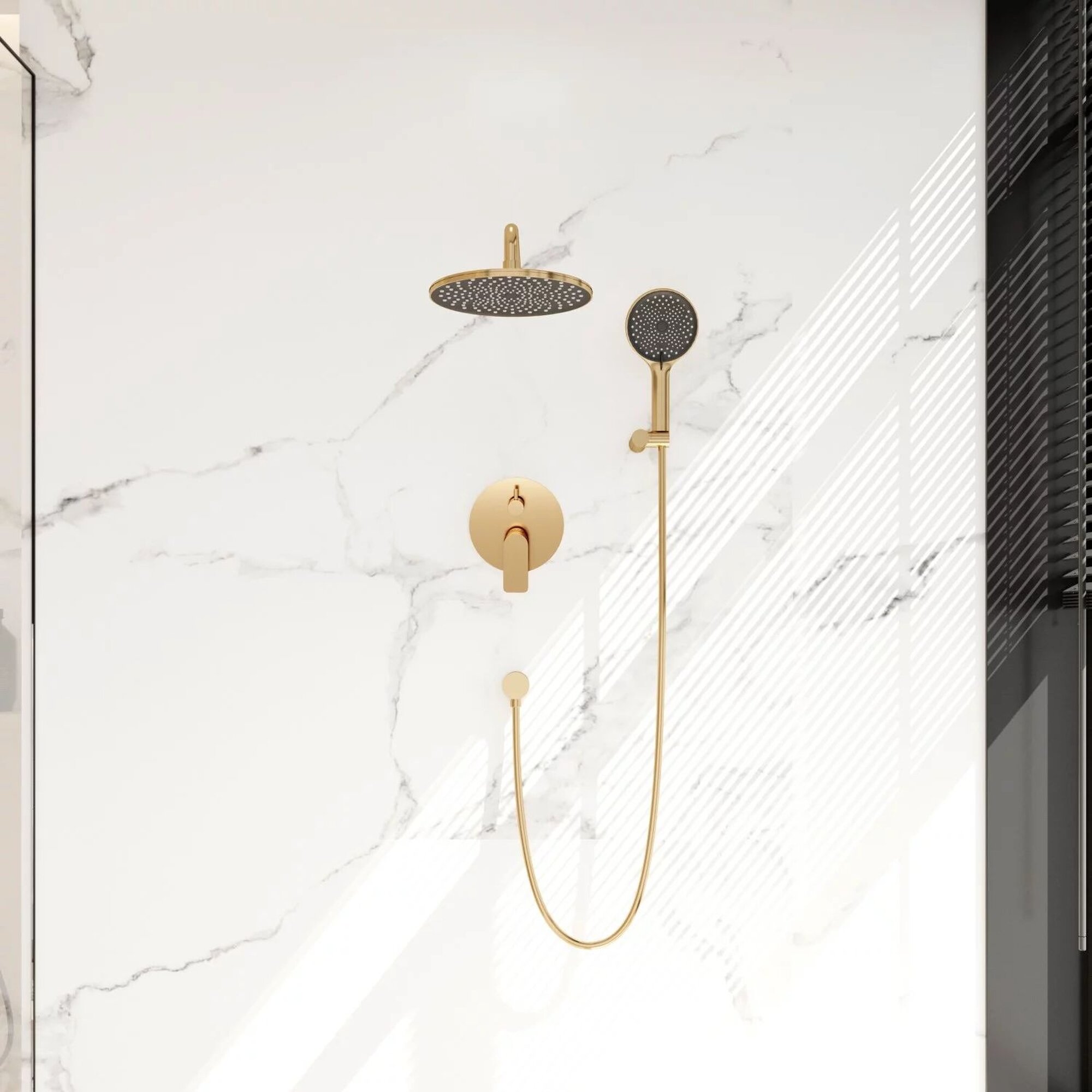 Встраиваемая душевая система Veconi TEORA brushed gold (брашированное золото)