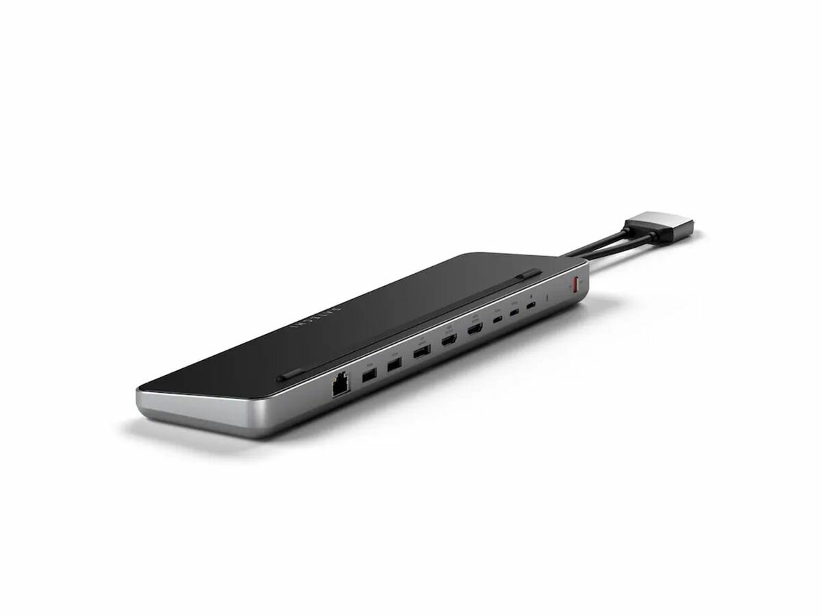 USB-хаб Satechi Dual Dock Stand Docking Station with NVMe SSD Enclosure (2xUSB 3.0, 3xType-C, 2xHDMI, DP, RJ-45) Черный/Серебристый Док-станция ST-DDSM