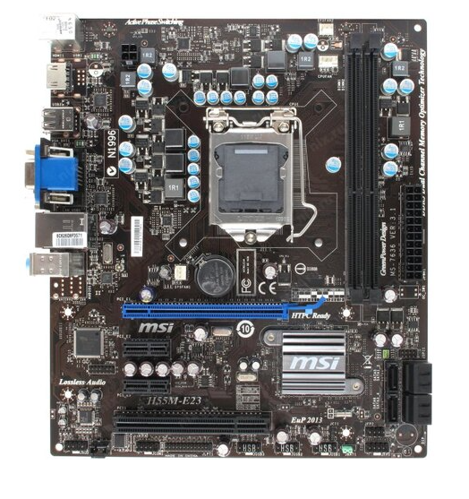 Материнская плата 1156 MSI H55M-E23 (OEM) LGA1156 PCI-E+Dsub DVI HDMI+GbLAN SATA MicroATX 2DDR3