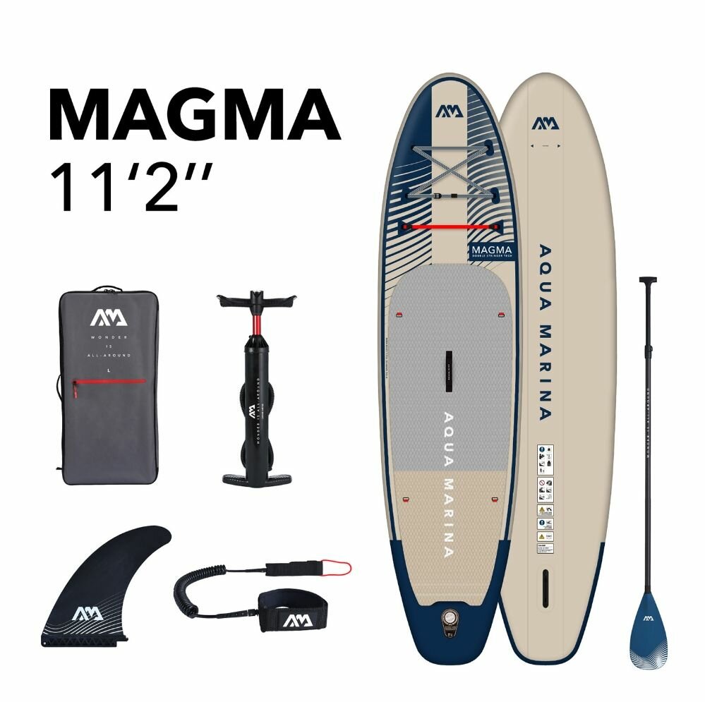 Сапборд Aqua Marina MAGMA Earth Wave 340х84х15 см премиальная серия для прогулок и туринга