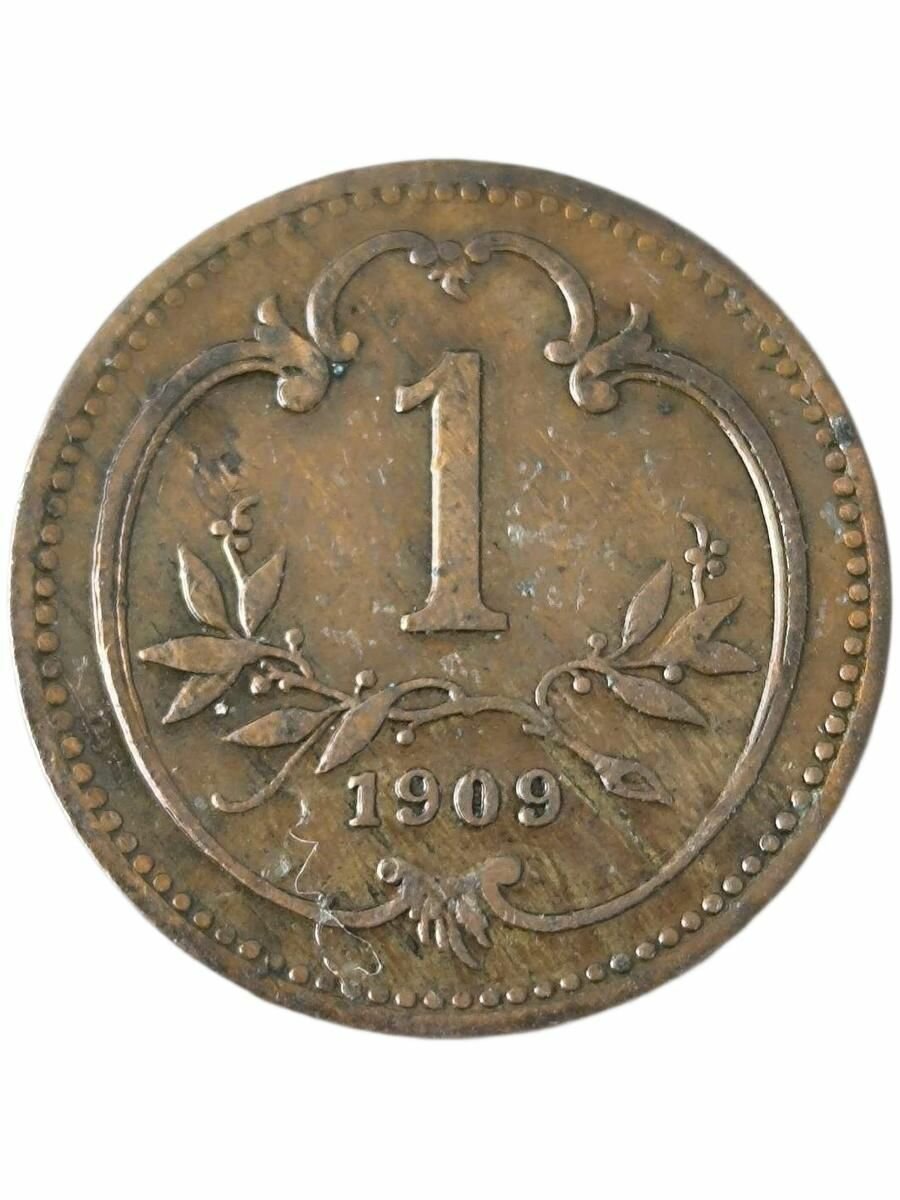 Монета 1 геллер 1909 г. Австрия