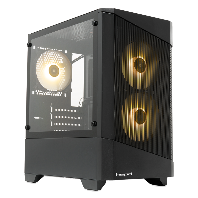 Корпус без блока Case HSPD M330, Mesh Mini-tower, Black, TG, 0.6 SPCC, 3x120mm ARGB (M11-120) mATX, mITX 175/330/160mm 2x2.5", 2x3.5", 4xPCI 1xUSB-A 3.0, 2xUSB-A1.0 365x216x405mm