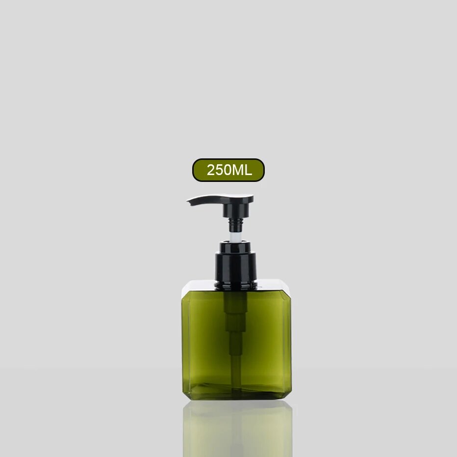 Многоразовый квадратный пластиковый дозатор для мыла 1000 мл Зеленый, 250ml green
