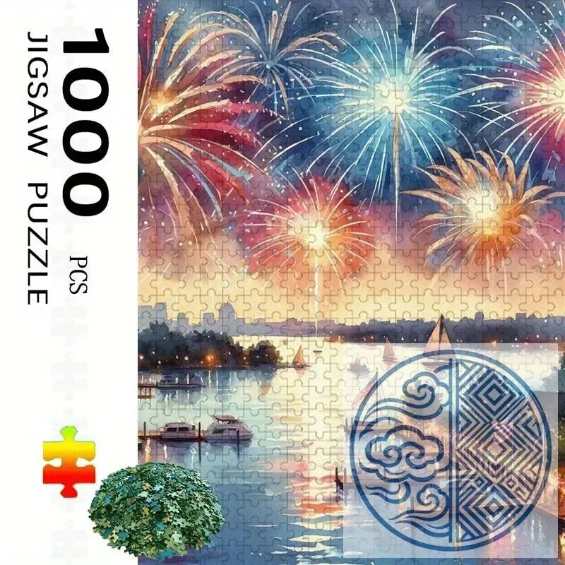 Пазлы для взрослых 1000 элементов , 50х70см, подарочный набор для,"фейерверк"