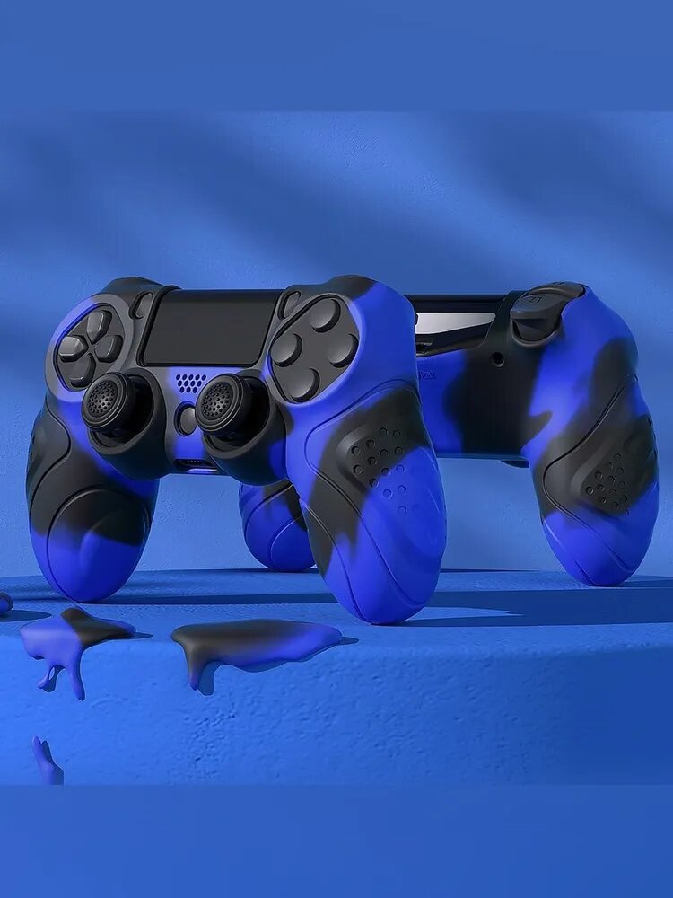 PlayVital Чехол для геймпада PS4 Guardian Edition, силиконовый антискользящий защитный чехол с накладками на стики для DualShock 4 Slim/Pro