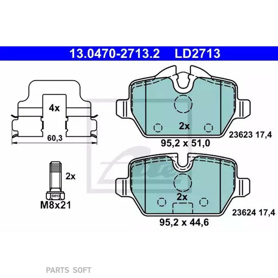 Колодки тормозные дисковые задн, CERAMIC, BMW: 1 116 d/116 i/118 d/118 i/120 i 04-12, 1 116 d/116 i/118 d/118 i/120 i 03-12, 3 316 d/316 i/318 d/318 i/320 i 05-11, 3 купе 316 i от официального дистрибьютора, ATE, артикул 13047027132