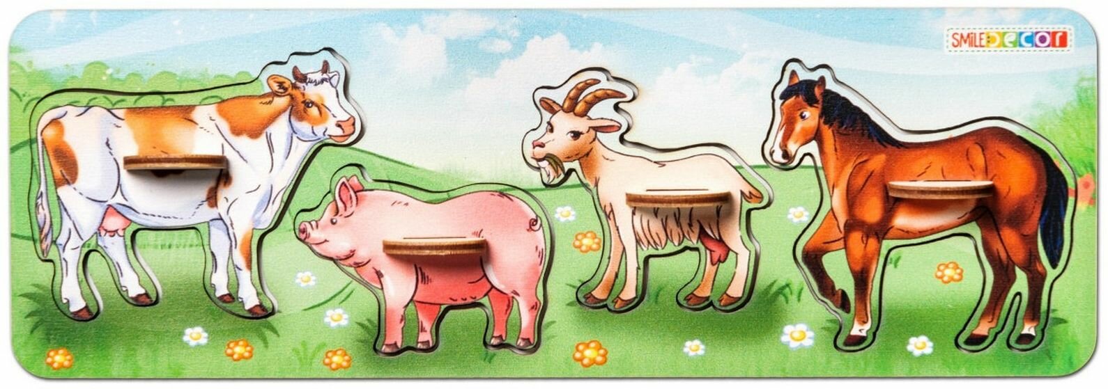 Деревянная рамка-вкладыш "Ферма" для детей, пазл-головоломка для изучения животных, развитие мелкой моторики и логики