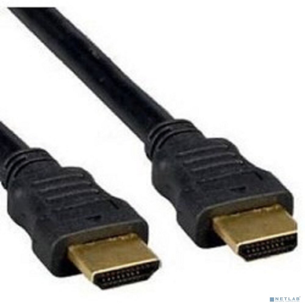 Кабель HDMI Cablexpert CC-HDMI4F-6, 19M/19M, v2.0, медь, позол. разъемы, экран, плоский кабель, 1.8м, черный, пакет