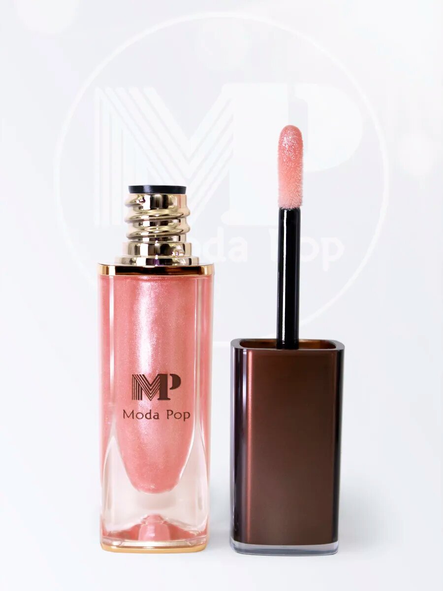 Блеск для губ MODA Pop, увлажняющий, полупрозрачный, тон M04 розовато-бежевый с сияющими блестками — фото 1
