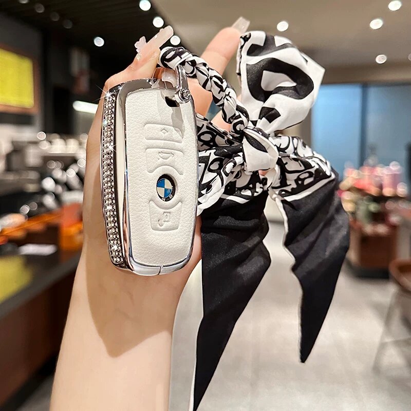 Ключевой чехол BMW с квадратным умным дизайном, белый цвет, стильная защита ключей с бабочкой