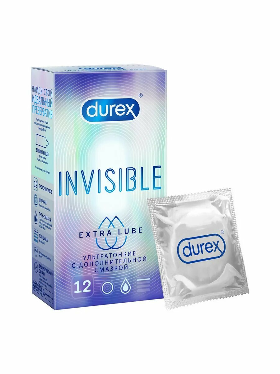 Презервативы Durex Invisible Extra Lube 12 шт.