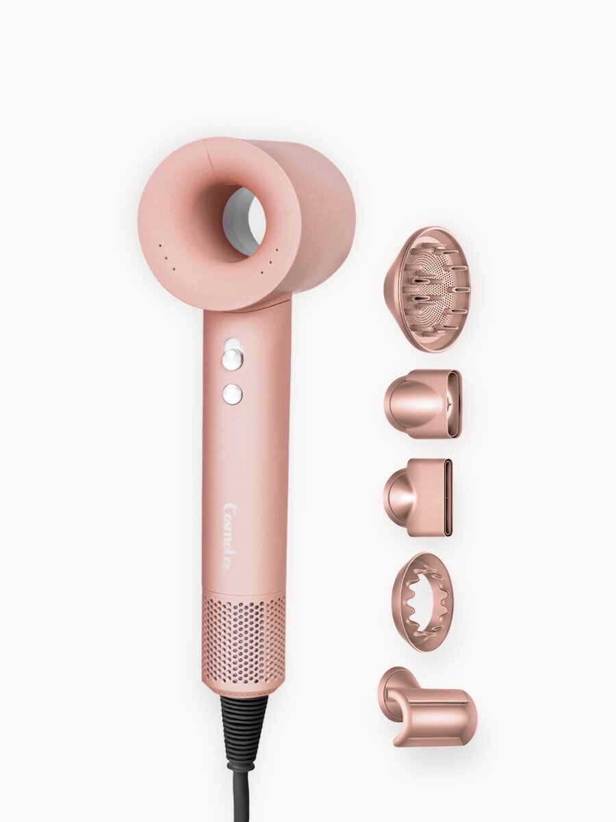Cosmolex / Фен для волос профессиональный стайлер с насадками розовый