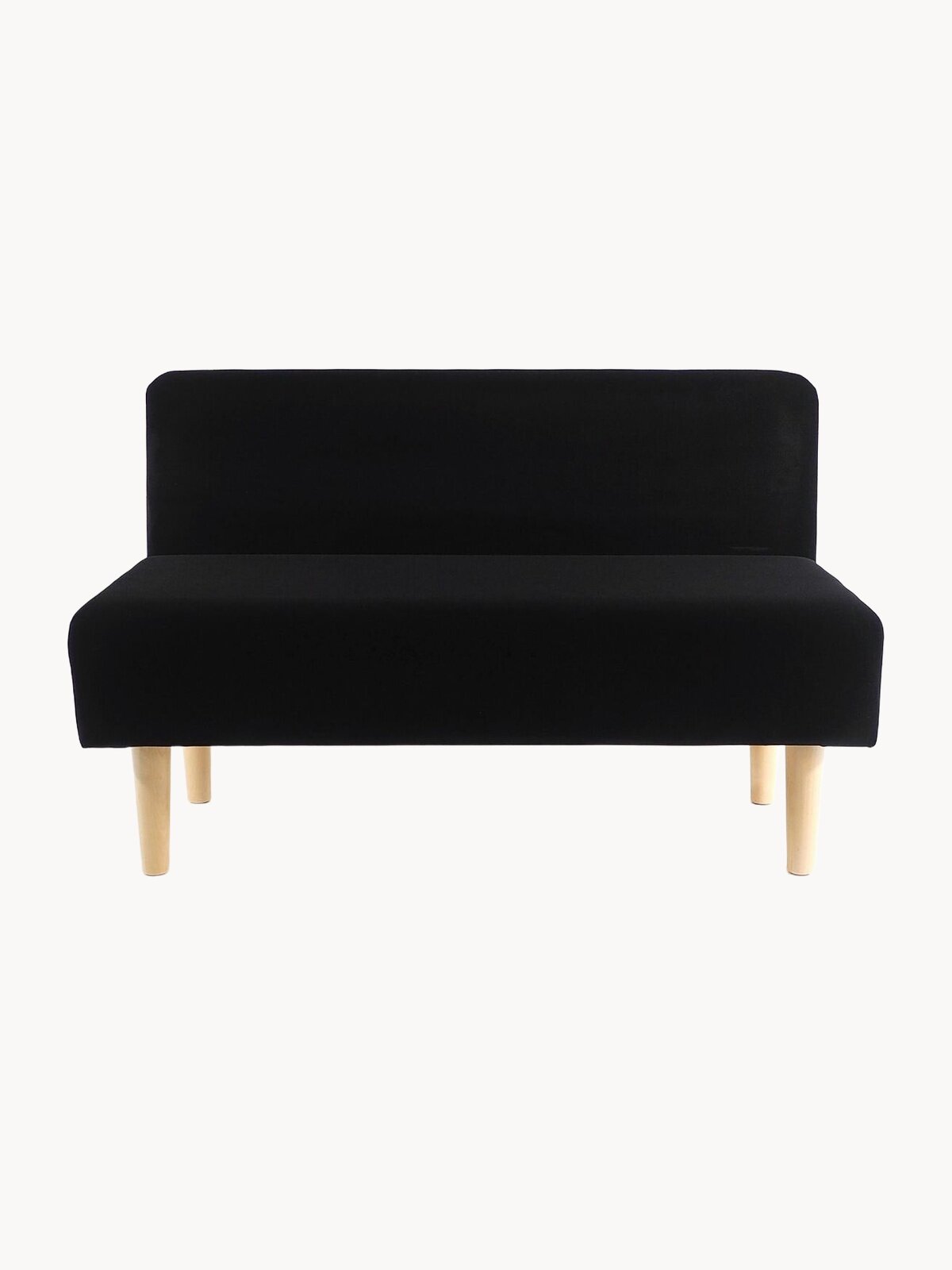 Диван двухместный (кухню, офис, прихожую, балкон, школу, общественных пространств) велюр черный (Ш110-Г50-В70 см).