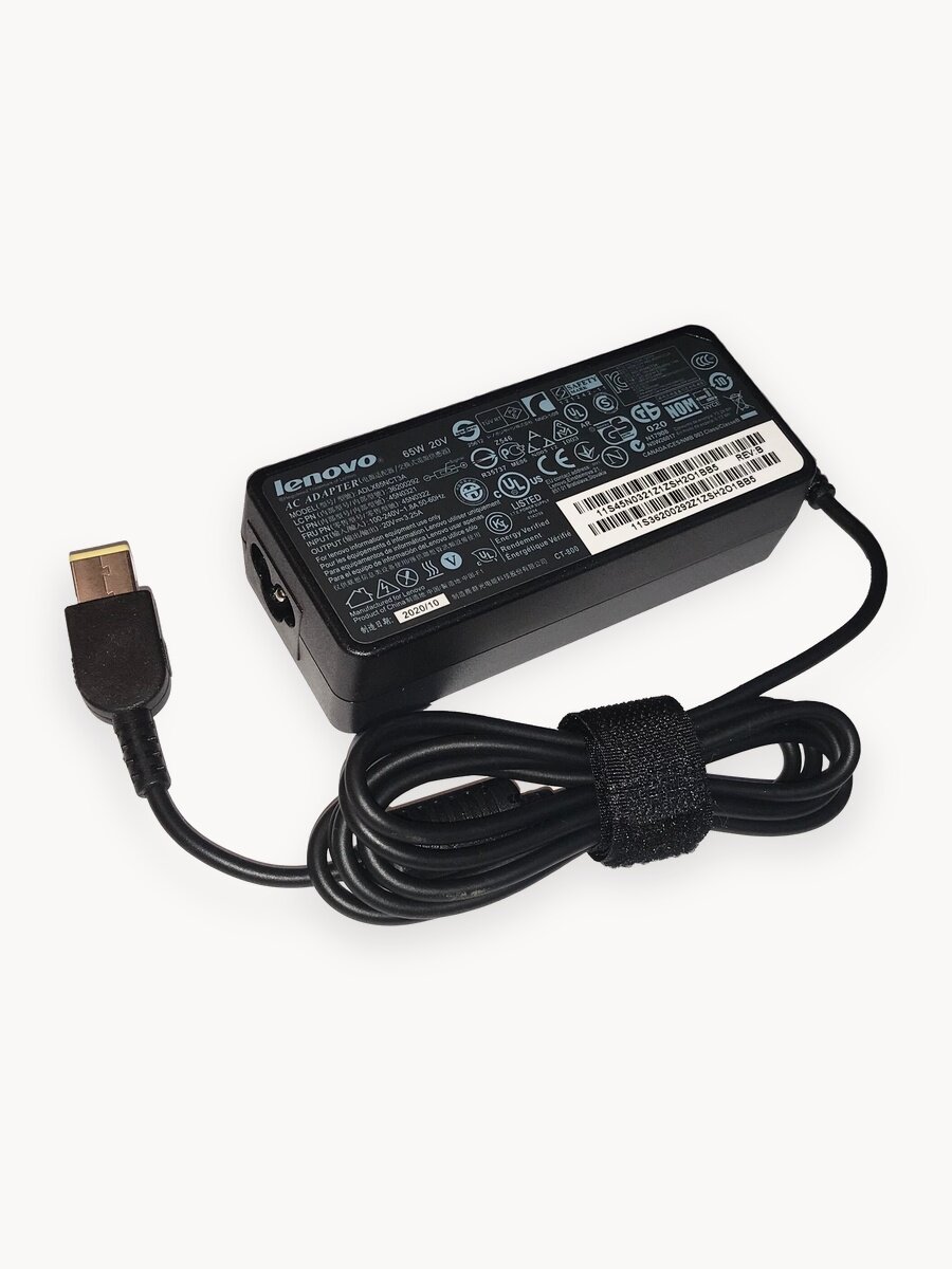 Блок питания (зарядка) для ноутбука Lenovo ThinkPad T440p 20V 3.25A 65W разъём прямоугольный (USB)