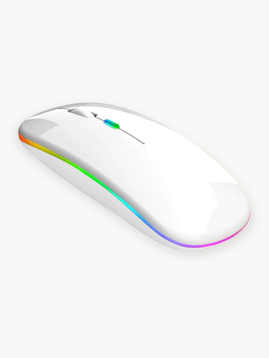 Беспроводная компьютерная мышь/ LED подсветка/ Bluetooth + Wireless 2.4G/ Белый