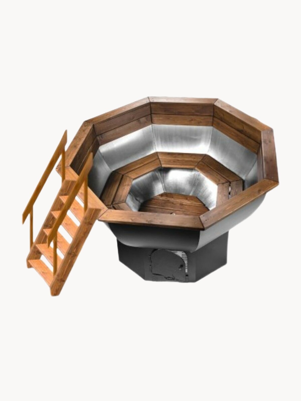 Банный чан на 6 человек из нержавеющей стали Aisi 430, на подставке с ветрозащитой, с лестницей