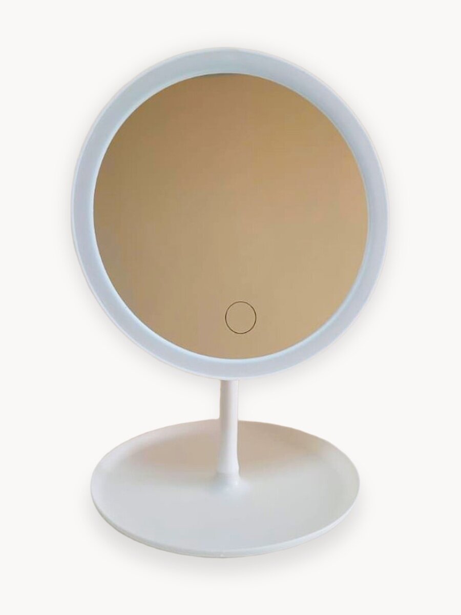 Зеркало косметическое, с сенсорным управлением, LED-подсветка, круглое, белое