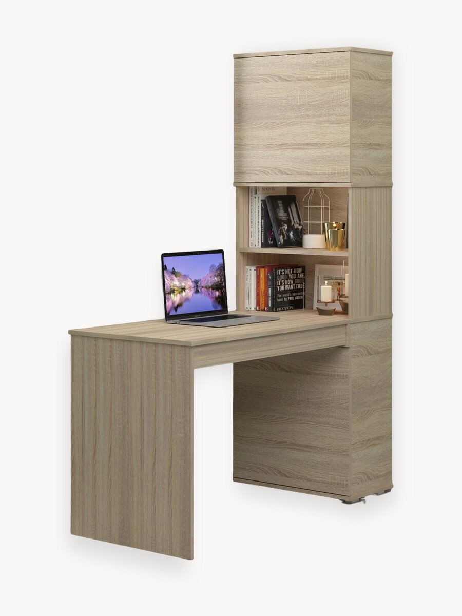 Компьютерный, письменный стол Барри, сонома, с ящиком, 62x32x190 см