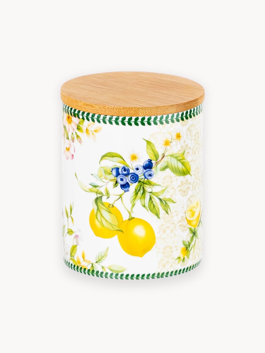 Банка для хранения сыпучих продуктов, соли, специй 650 мл Elan Gallery Лимоны с крышкой с силиконовым уплотнителем