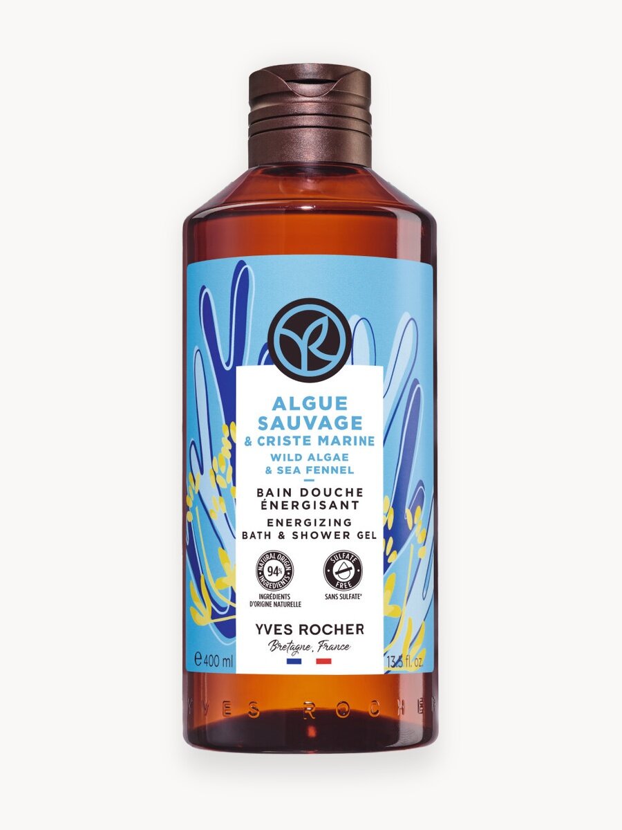Гель для душа Yves Rocher "Морские водоросли и морской фенхель", 400 мл, безсульфатная формула