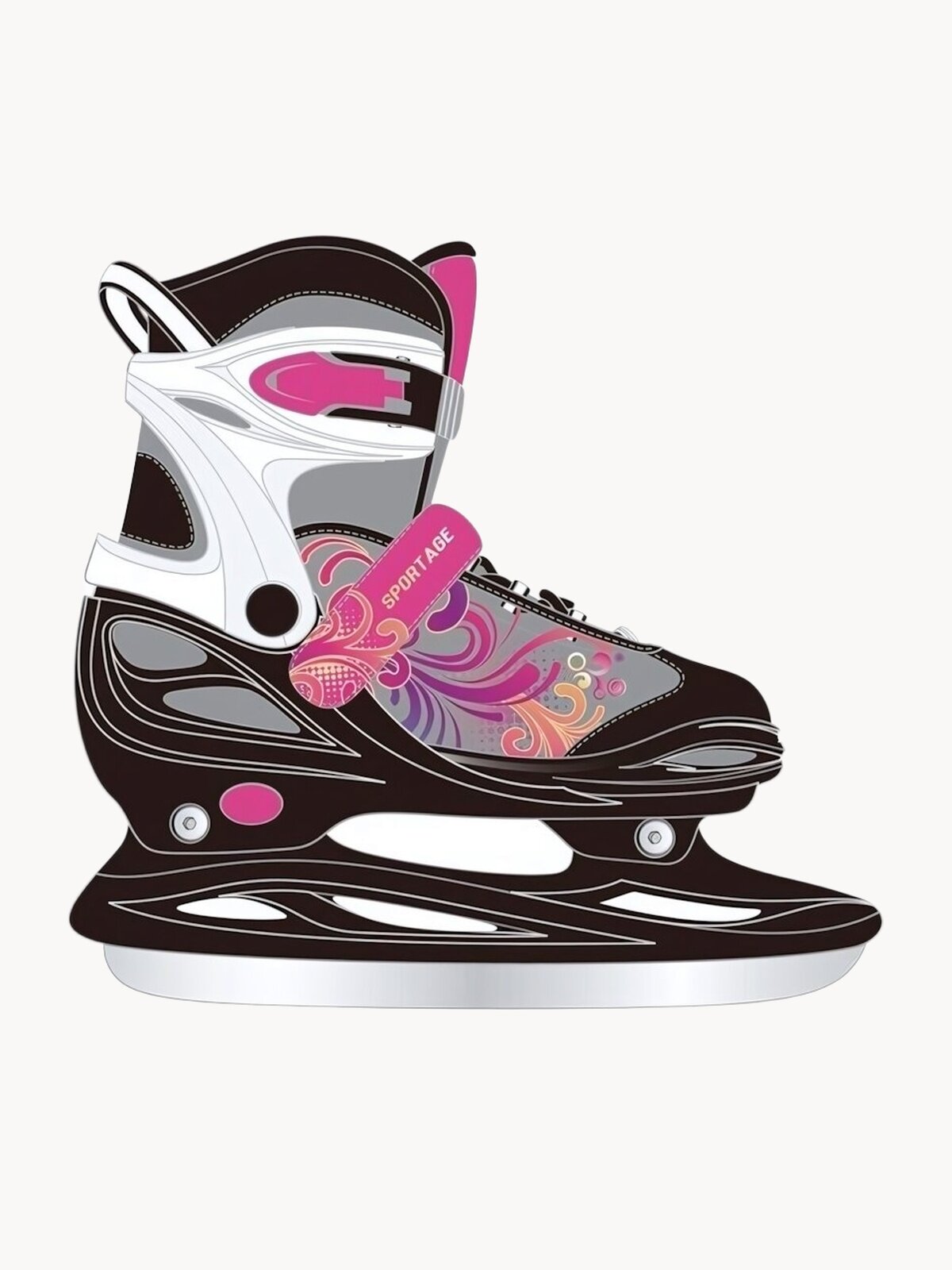 Коньки раздвижные ледовые Sportage Celebration, размер 34-37, черные с розовым