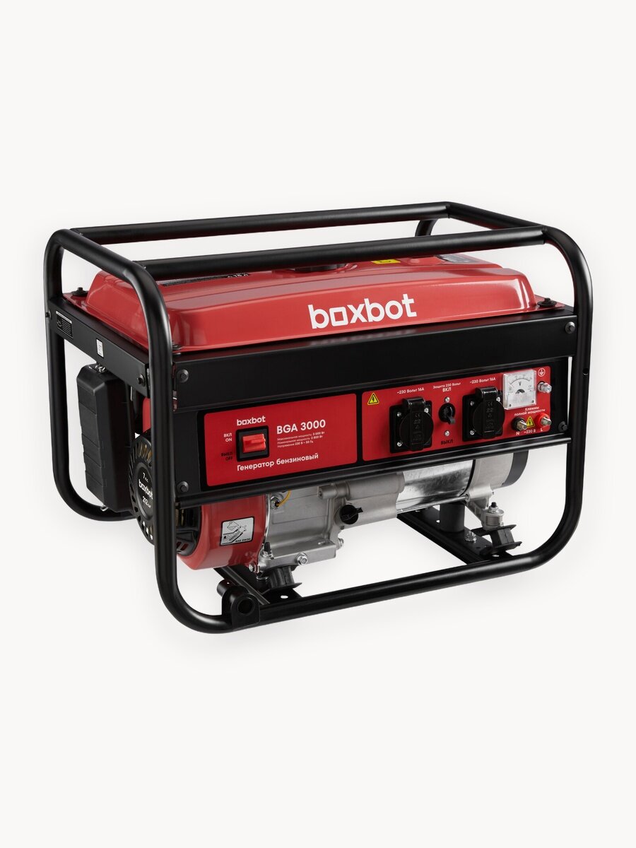 Генератор бензиновый Boxbot, 3.0 кВт, 15 л, 2 розетки 16А, клеммы ~230 В, свеча BOSCH, BGA 3000