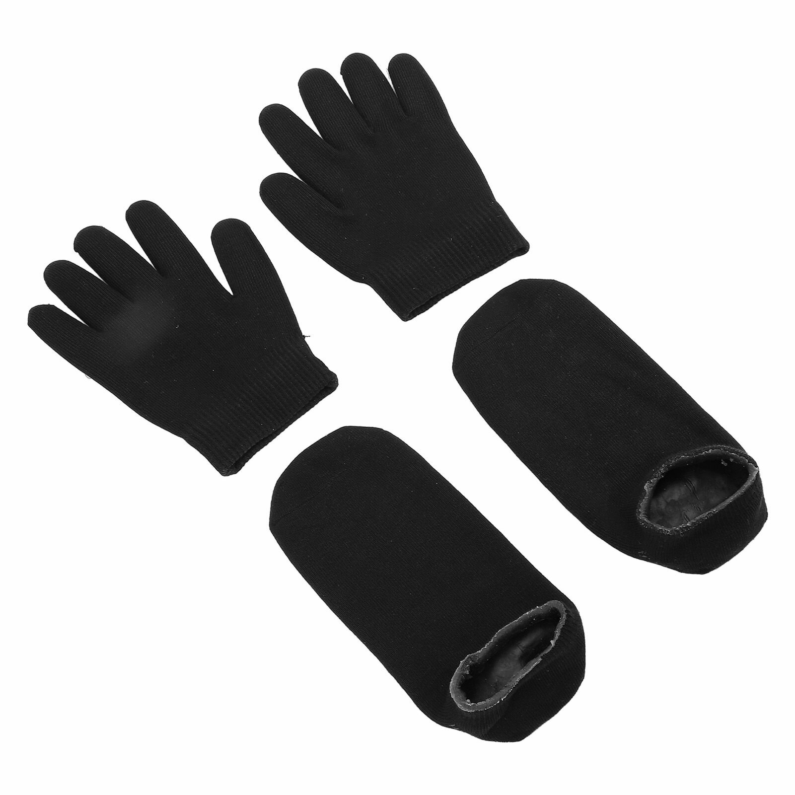 Набор гелевых перчаток и носок для увлажнения, мягкие, с эфирными маслами, для жесткой и треснувшей кожи рук и ног, черные