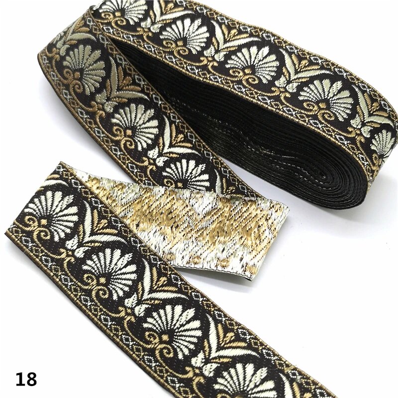 Вышитая лента этническая, 30-33 мм, цвет 18, 1 yard