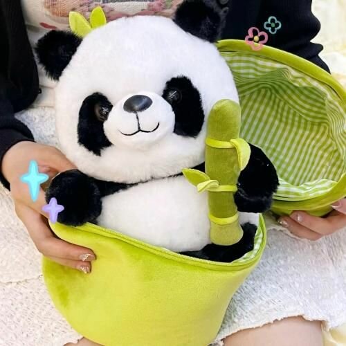 Плюшевая кукла панда из бамбуковой трубки, зеленый