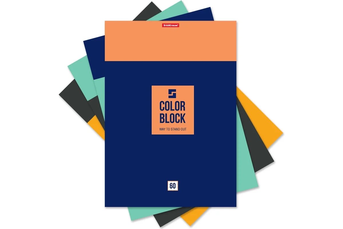 Блокнот ErichKrause Color Block на клею А4 60 листов клетка 49688
